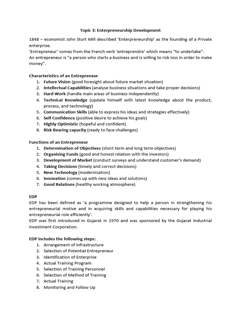 3. Enterpreneurship Development | PDF | Entrepreneurship | Economies