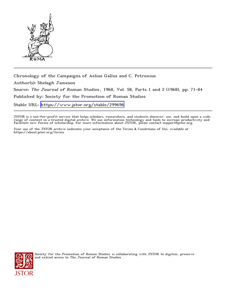 Jameson ChronologyCampaignsAelius 1968 | PDF | Augustus | Ancient Rome