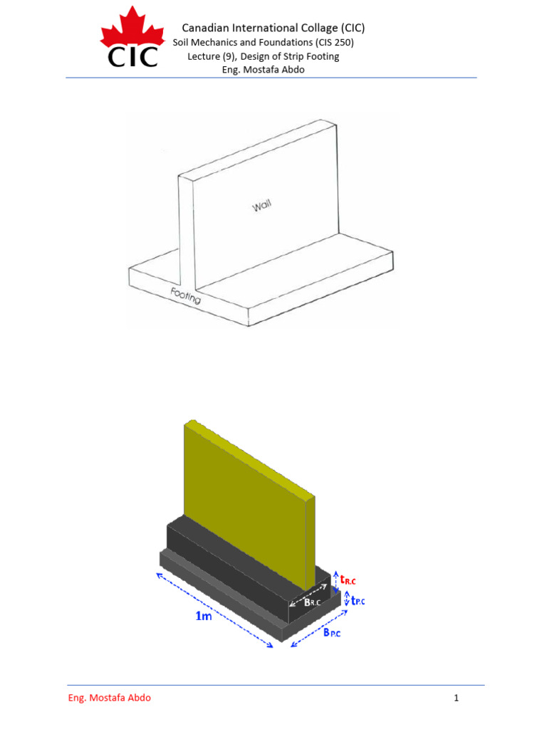 Design of Strip Footing in Soil Mechanics | PDF | Concrete | Materials