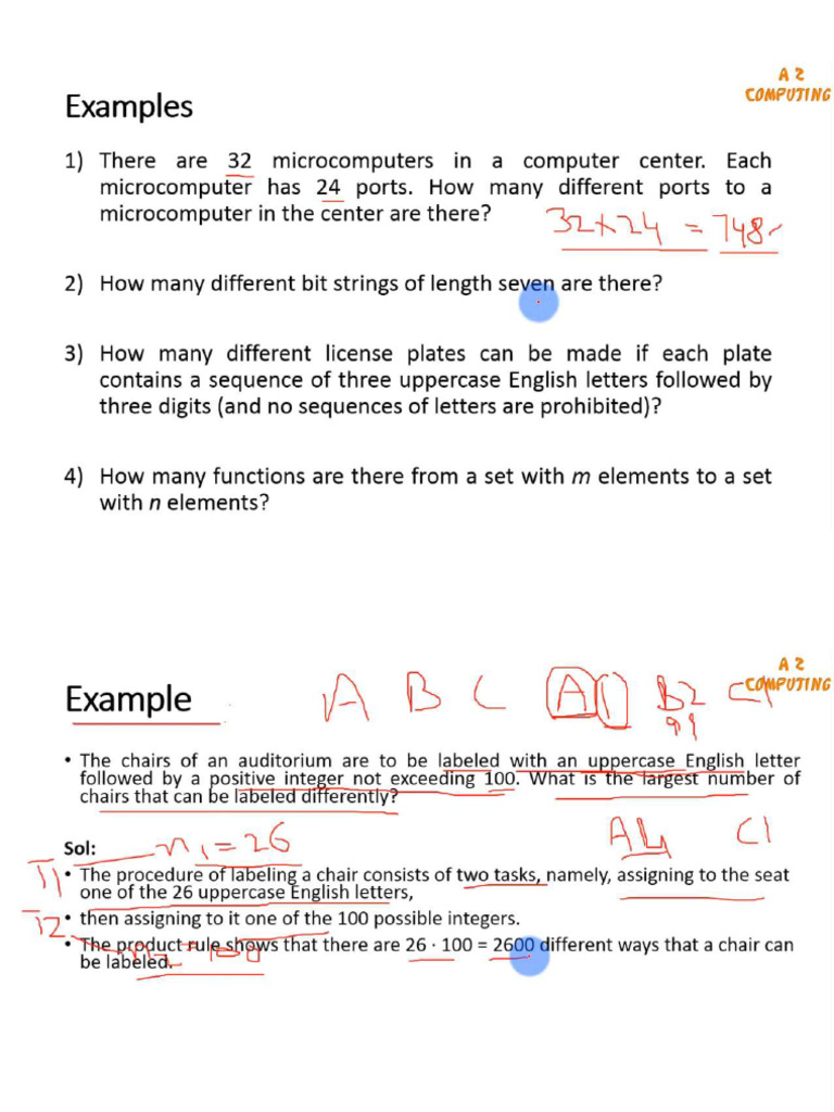 Counting Principles - Rule of Product & Sum - Multiple Solved Examples | PDF