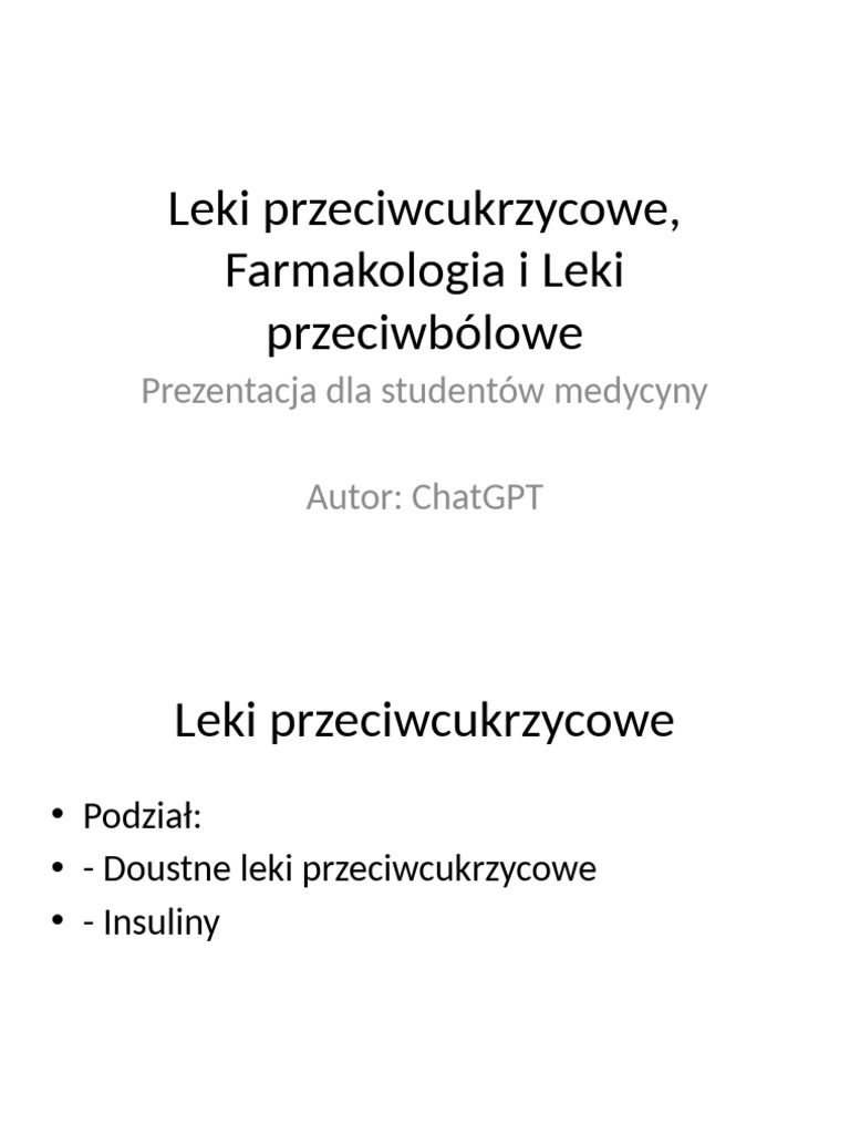 Leki Farmakologia Prezentacja | PDF