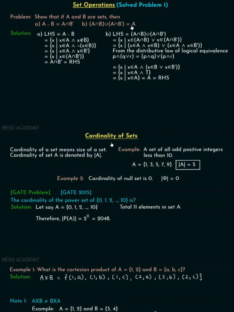Set Operations (Solved Problem 1) | PDF