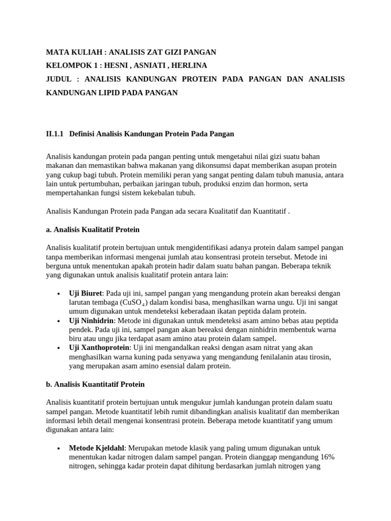 Analisis Protein dan Lipid Pangan | PDF