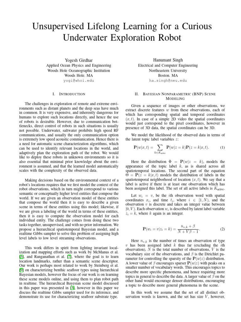 Unsupervised Lifelong Learning for Robots | PDF | Statistical Theory