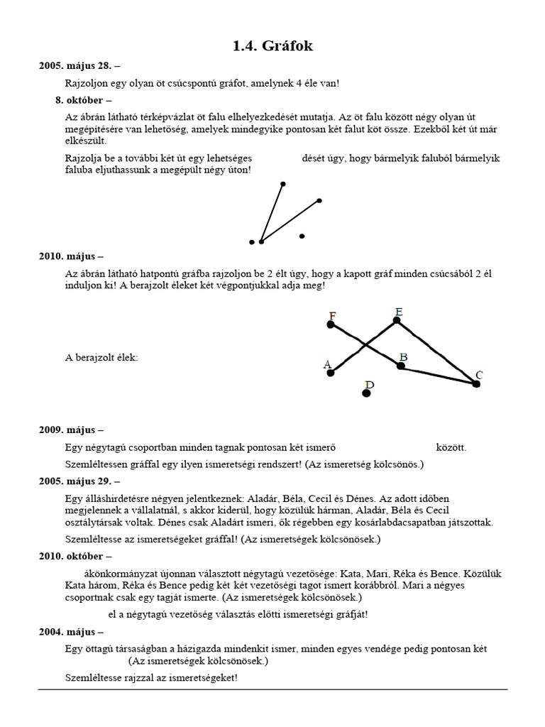 Gráfok Érettségi Feladatok | PDF