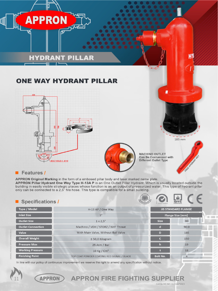BROSUR APPRON FIRE HYDRANT 2023 Pillar Hydrant One Way | PDF