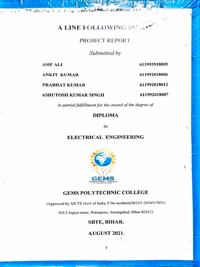 A line following robot project report | PDF