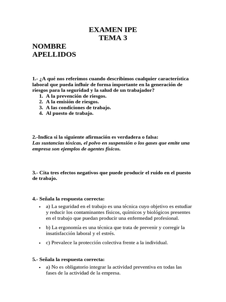 Examen Tema 3 Ipe | PDF | La seguridad