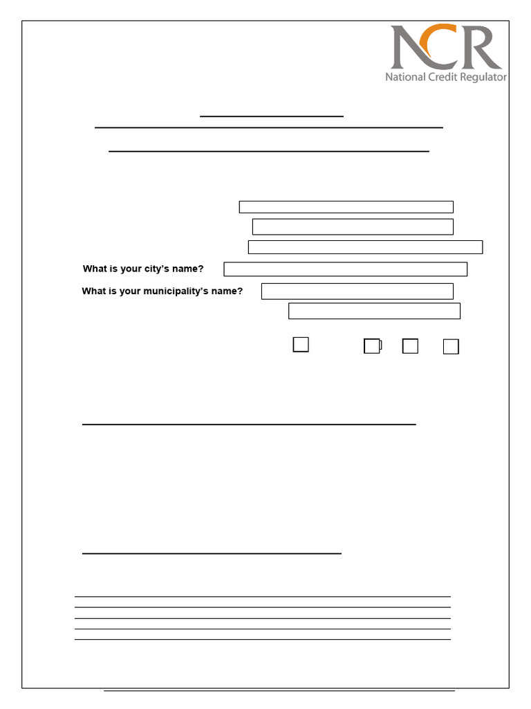 Additional Form in Respect of Debt Review Without Consent - Copy | PDF ...