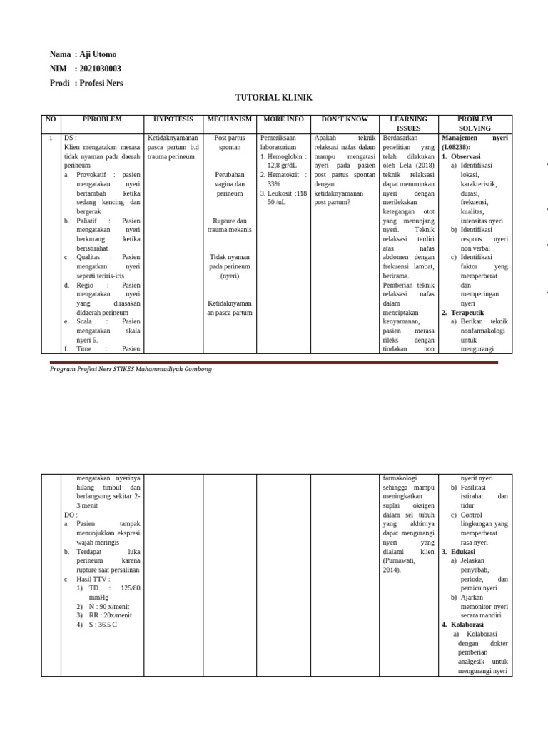 Tutorial Klinik - Aji Utomo - 2021030003 | PDF