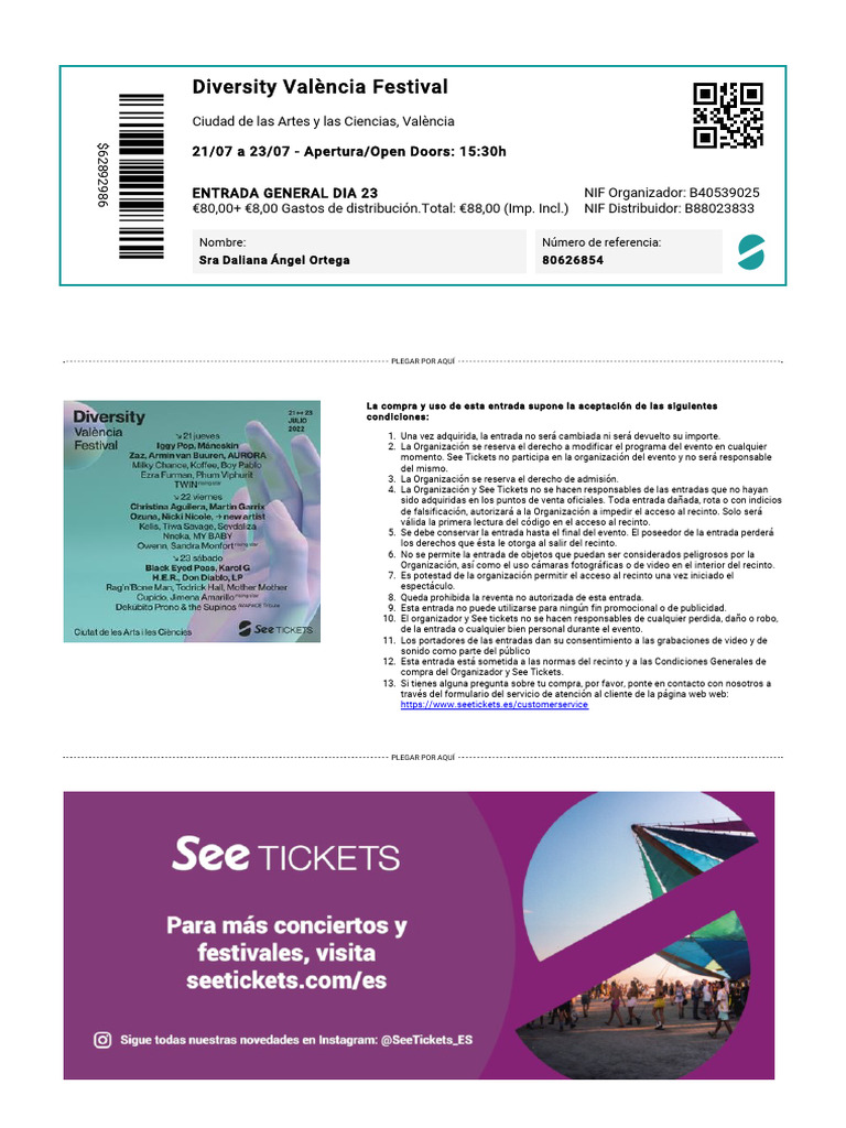 Diversity Valencia Festival Tickets 80626854 | PDF