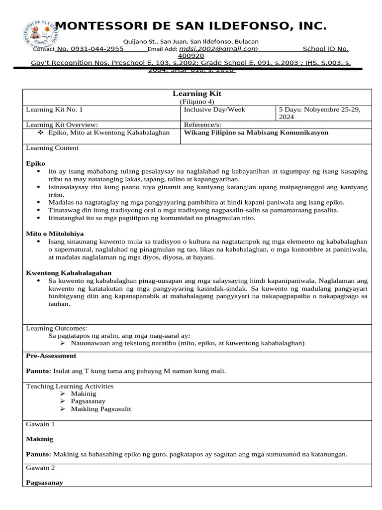 LK 1 (Fil4 - W3 - Q3 | PDF