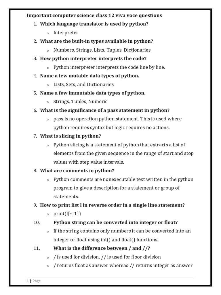 G12 CS Viva Questions - 2025 | PDF | Parameter (Computer Programming) | Scope (Computer Science)