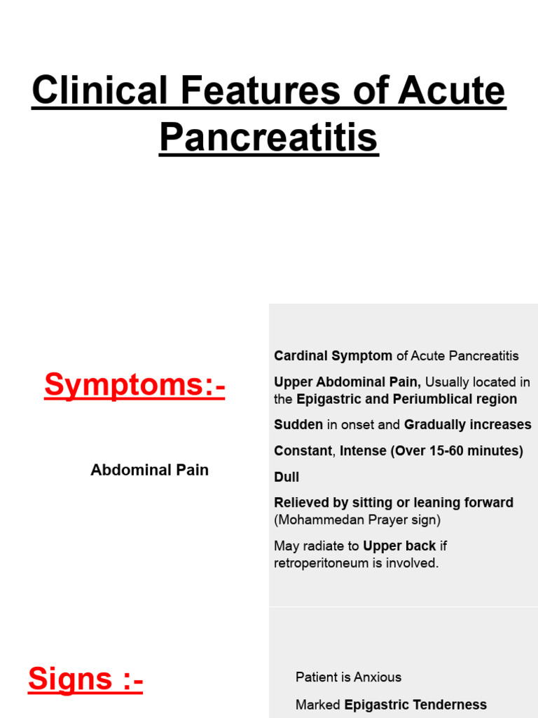 Clinical Features of Acute Pancreatitis | PDF