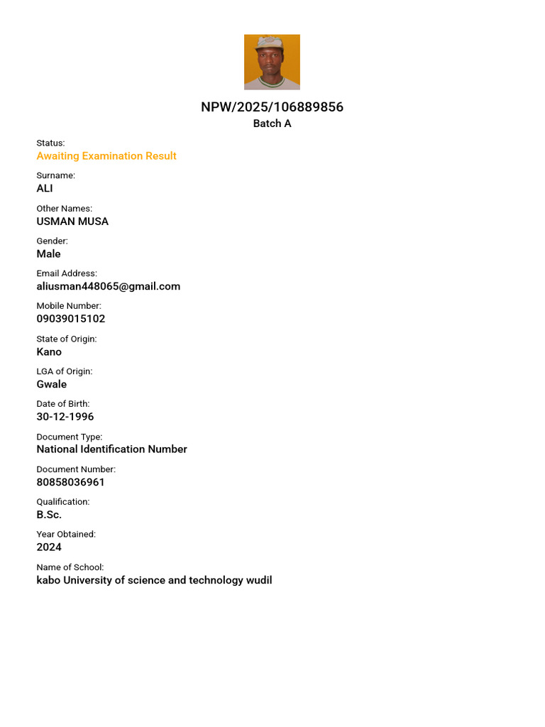 Ali Usman Musa - Npower Batch A | PDF