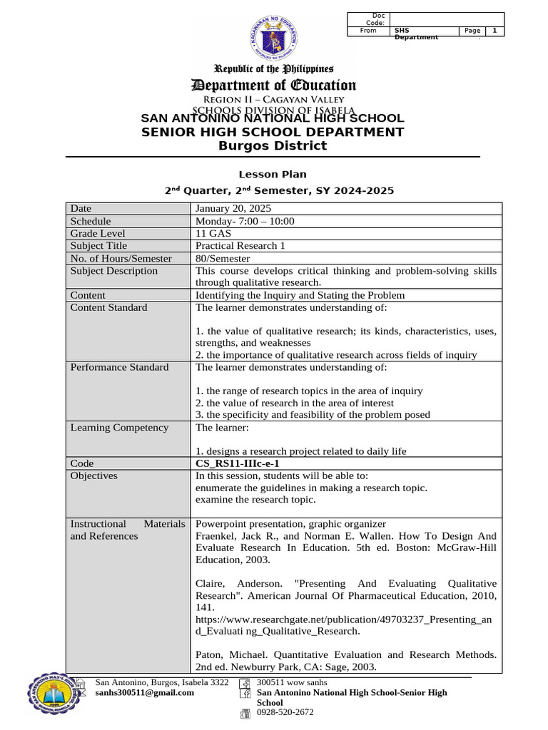 PR1 - Q2 - W3 | PDF | Knowledge | Learning