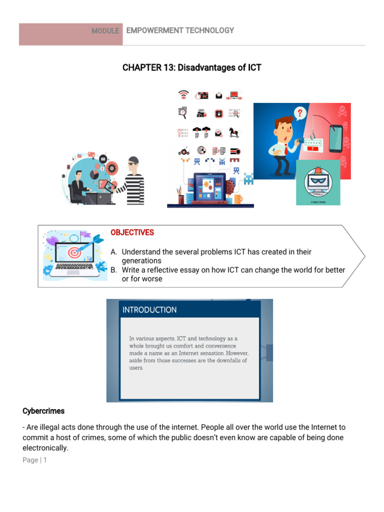 Chapter 13 - Disadvantage of Ict | PDF