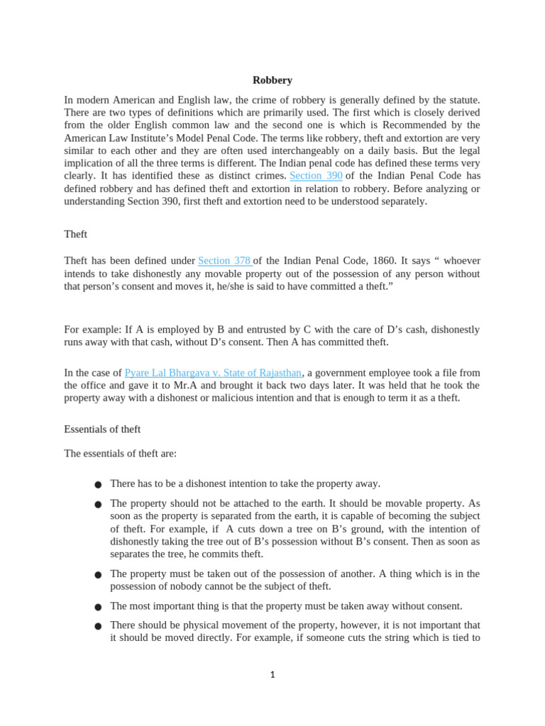 Offences Against Property | PDF | Robbery | Theft