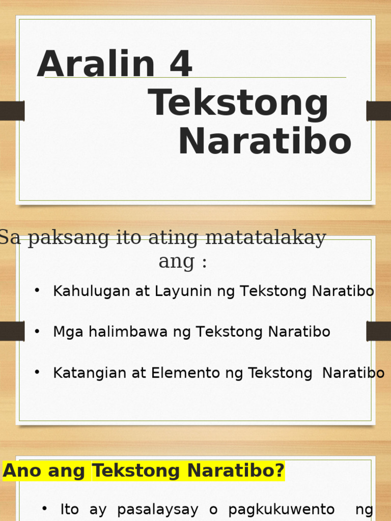 Aralin 4 Tekstong Naratibo | PDF
