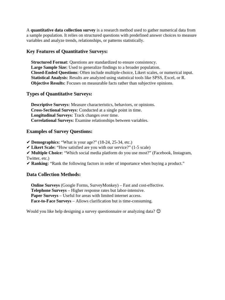 A Quantitative Data Collection Survey Is A Research Method Used To ...