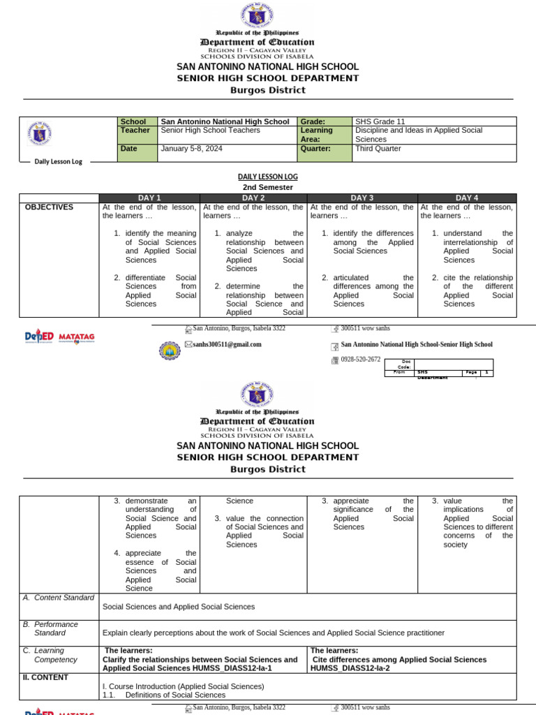 DLP DIASS Week A Applied Social Sciences | PDF | Social Sciences | Science