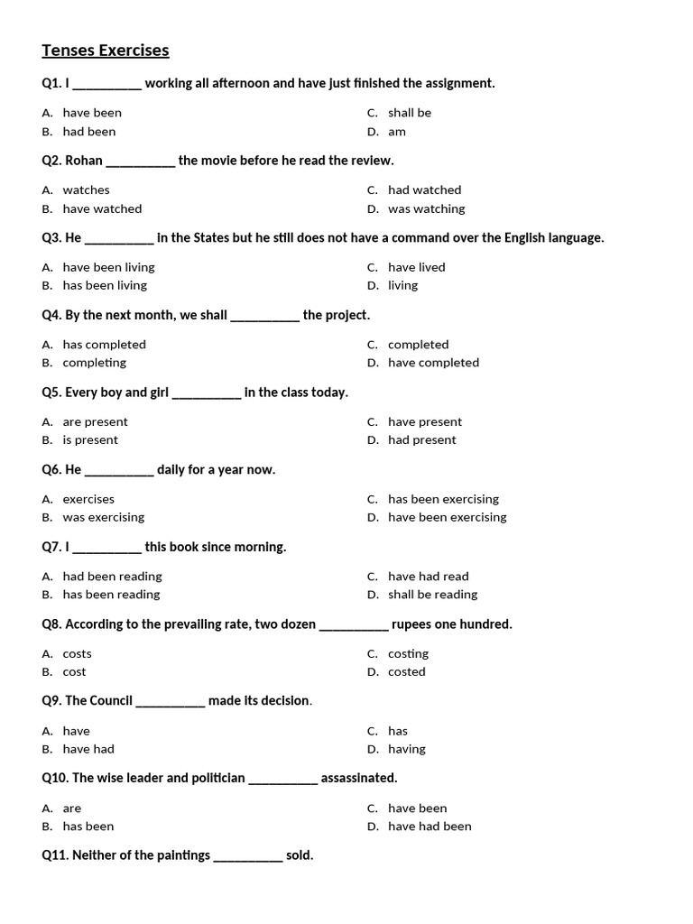 Class 10 Tenses Exercises | PDF