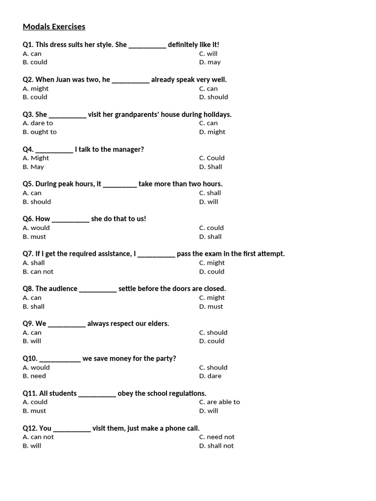 Modals Exercises | PDF