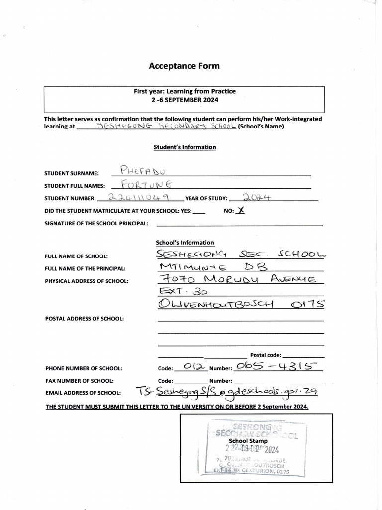 Acceptance Form | PDF