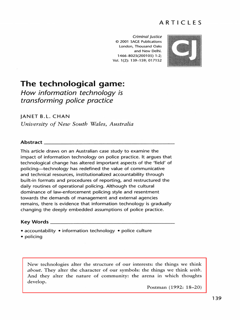 Chan 2001 - The Technological Game How Information Technology Is ...