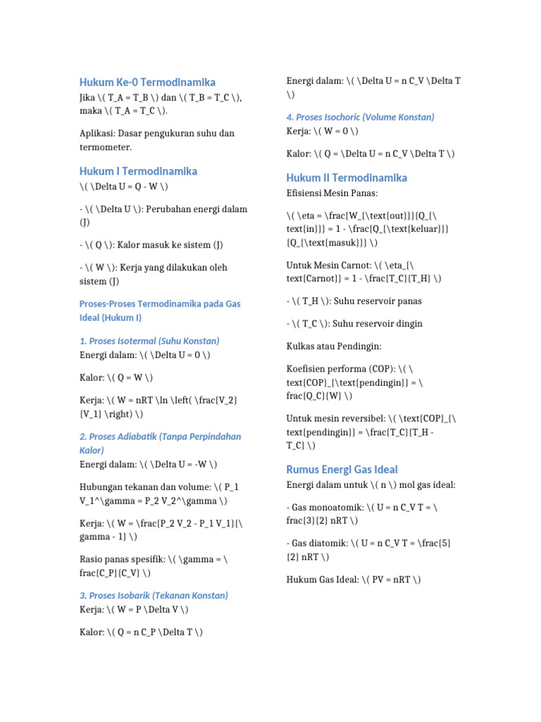 Rangkuman Termodinamika Fix | PDF