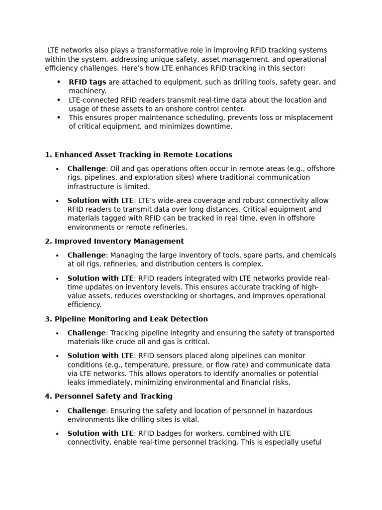 LTE networks also plays a transformative role in improving RFID tracking systems within the ...