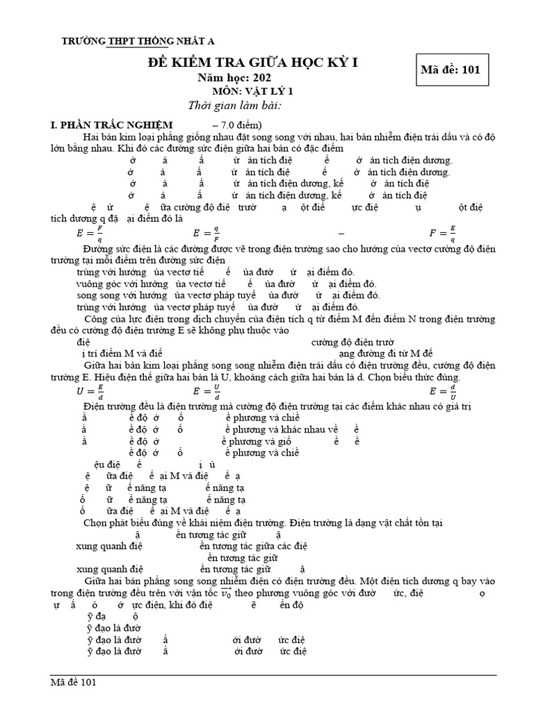 De Giua Hoc Ky 2 Vat Li 11 Nam 2023 2024 Truong THPT Thong Nhat A Dong Nai | PDF