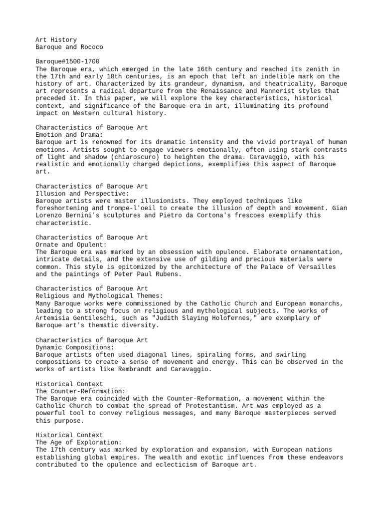 Baroque and Rococo | PDF | Baroque | The Arts