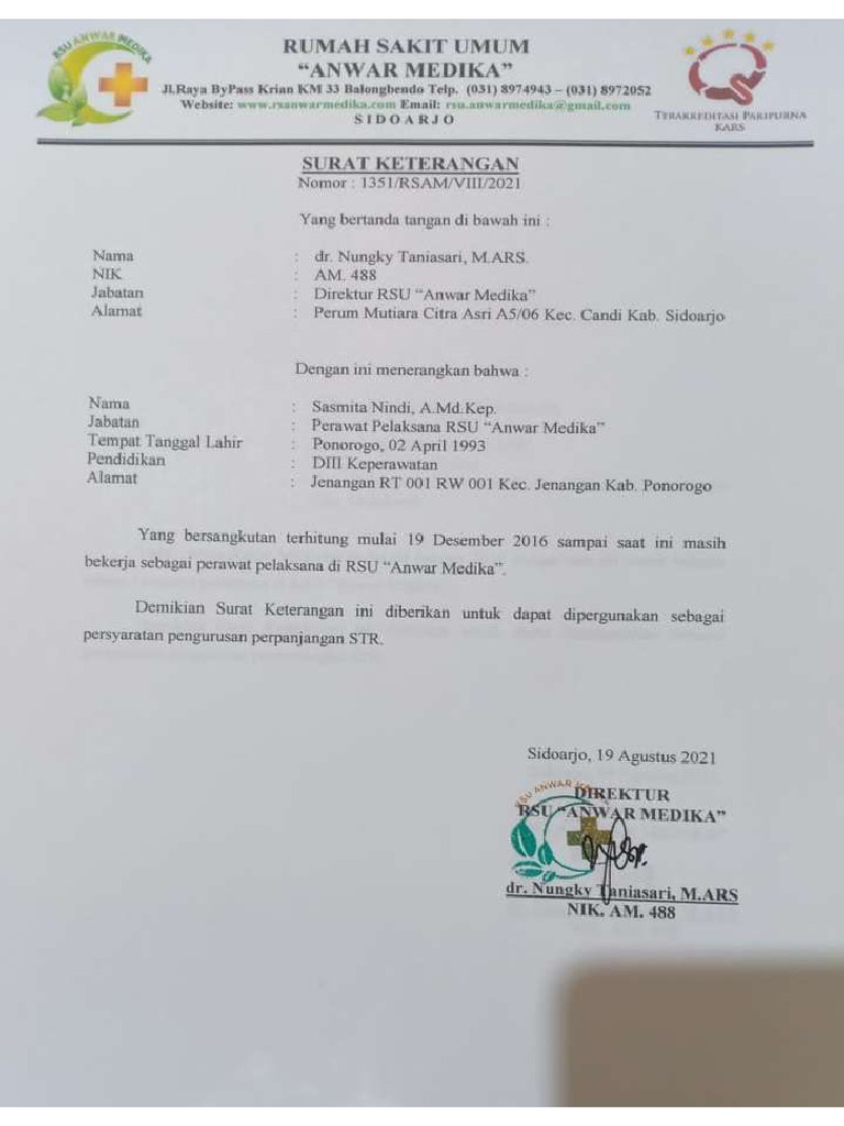 SRT Kerja | PDF