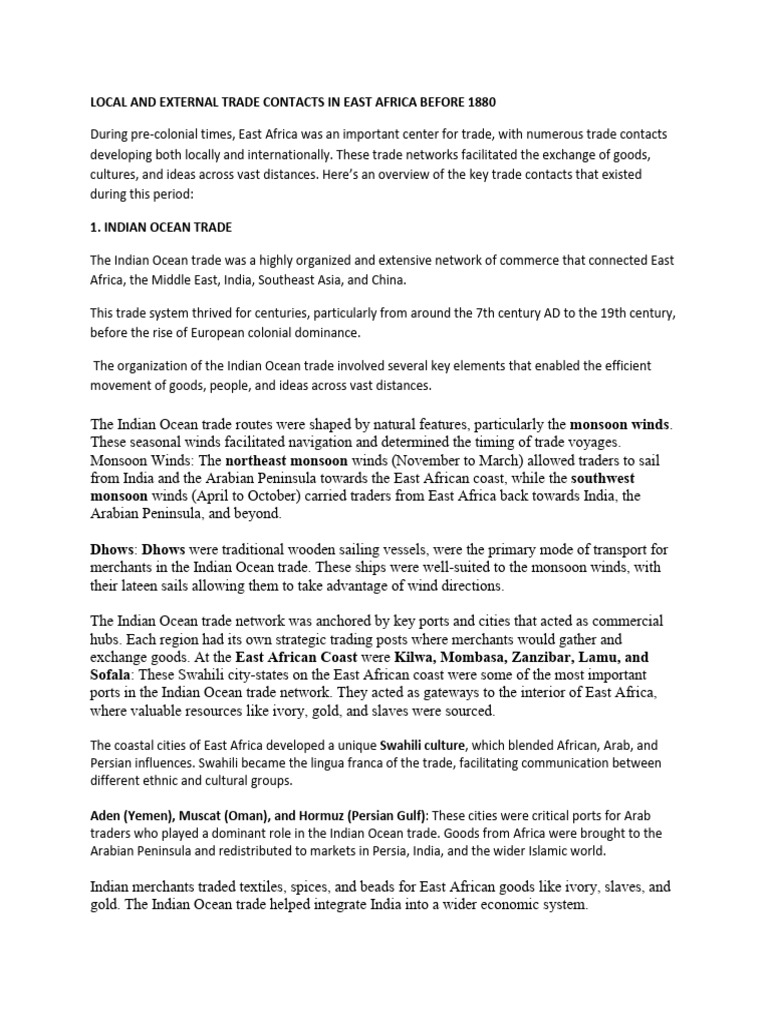 Local and External Trade Contacts in East Africa Before 1880 Akra | PDF | Slavery | East Africa