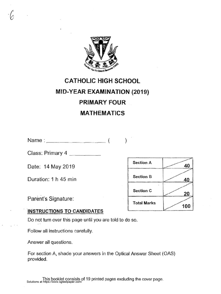 P4_Maths_SA1_2019_Catholic_High_Exam_Papers-1 (1) | PDF
