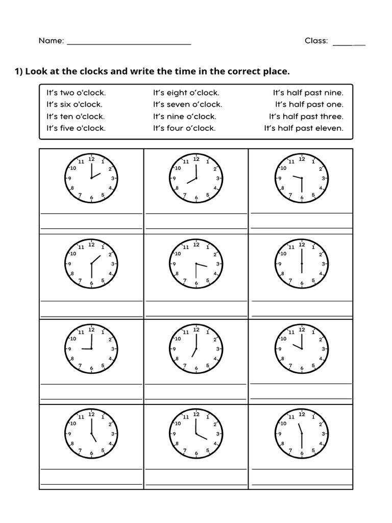 What's The Time - Worksheet | PDF