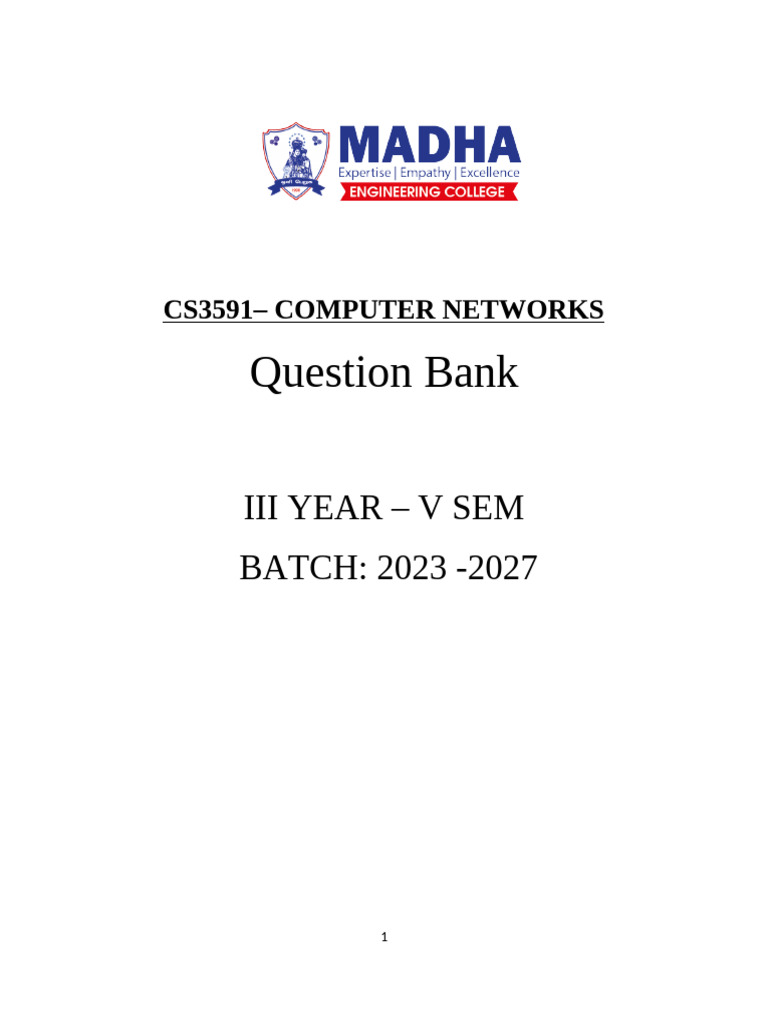 Cs3591-Computer-Networks QB | PDF | Transmission Control Protocol | Osi ...