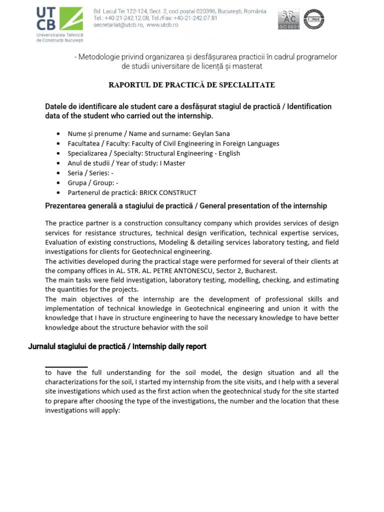 Geylan Sana - Raport de Practica | PDF