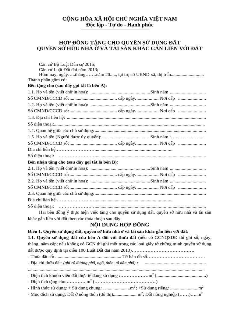 Cộng Hòa Xã Hội Chủ Nghĩa Việt Nam Độc lập - Tự do - Hạnh phúc | PDF