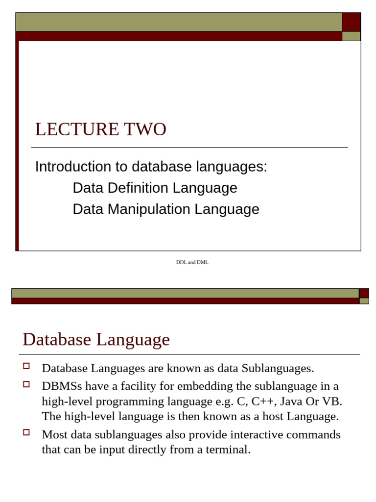Lecture Two - DDL and DML | PDF | Databases | Sql
