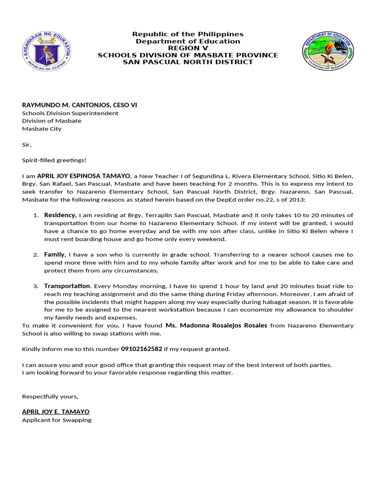 Letter of Intent SWAPPING | PDF