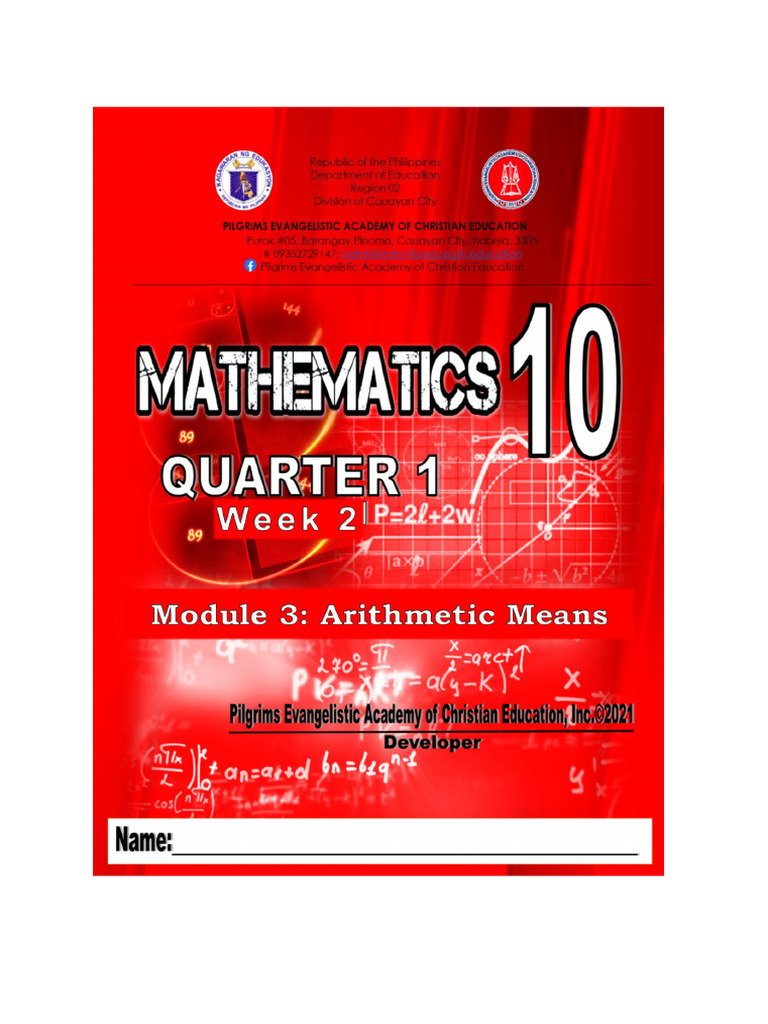 WEEK 2, MODULE 3 ARITHMETIC MEANS | PDF | Arithmetic | Mathematics WEEK 2, MODULE 3 ARITHMETIC MEANS | PDF | Arithmetic | Mathematics