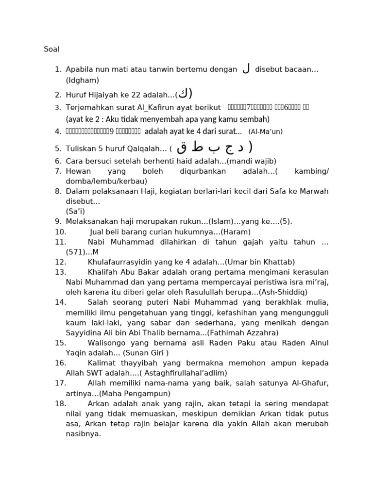 kisi soal umi | PDF
