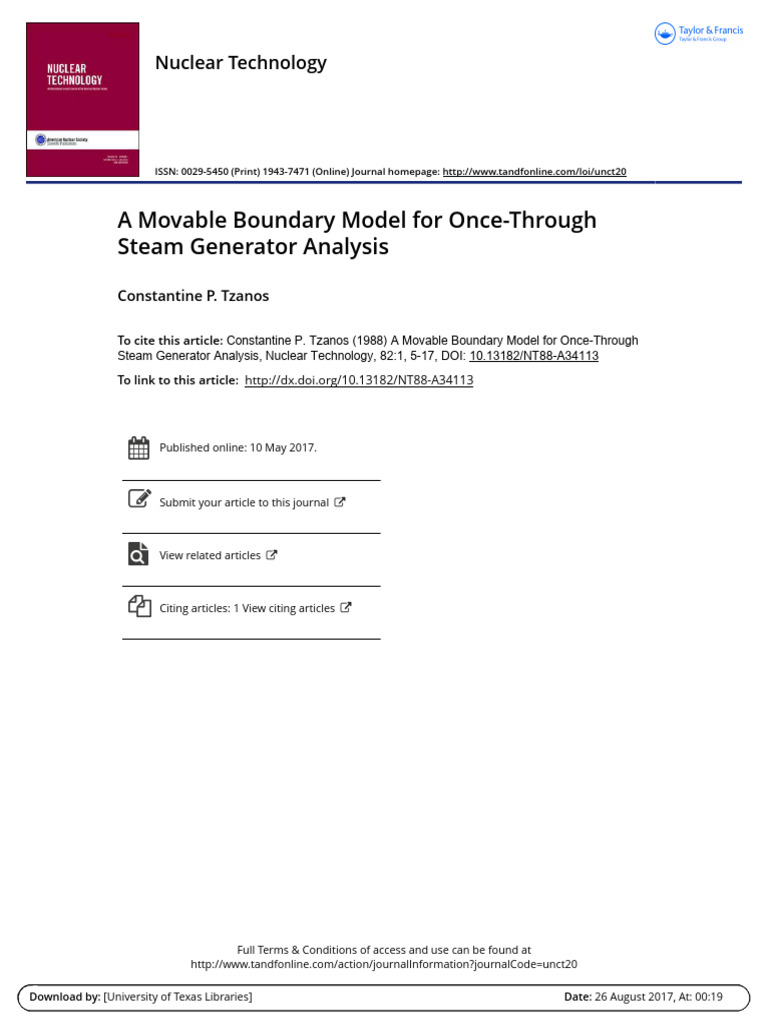 A Movable Boundary Model For Once-Through | PDF | Partial Differential Equation | Boiling