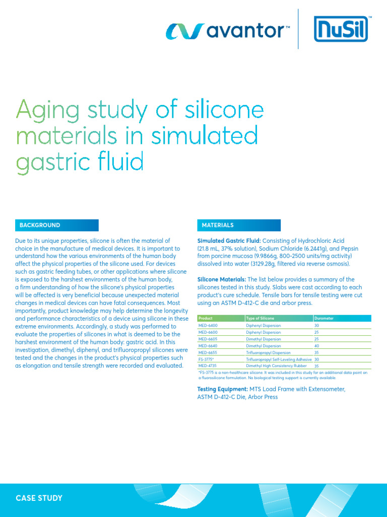 Aging Study of Silicone Materials in Simulated Gastric Fluid | PDF ...