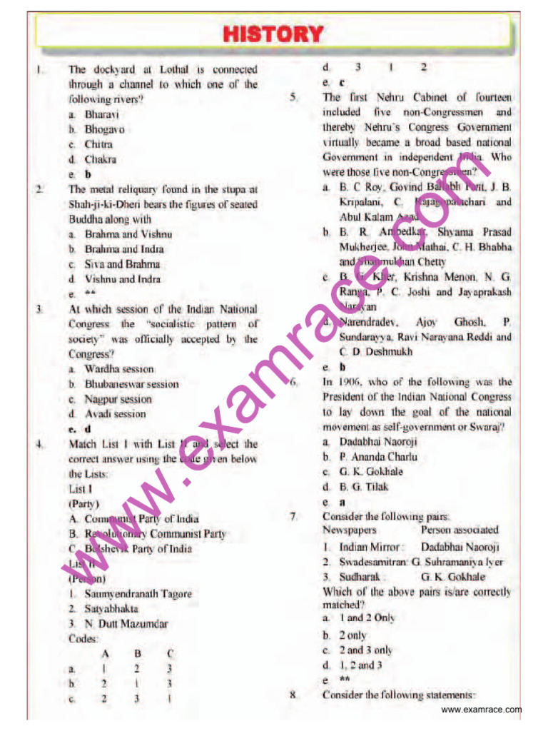 History Objective Questions Part 3 | PDF | Indian Nationalism