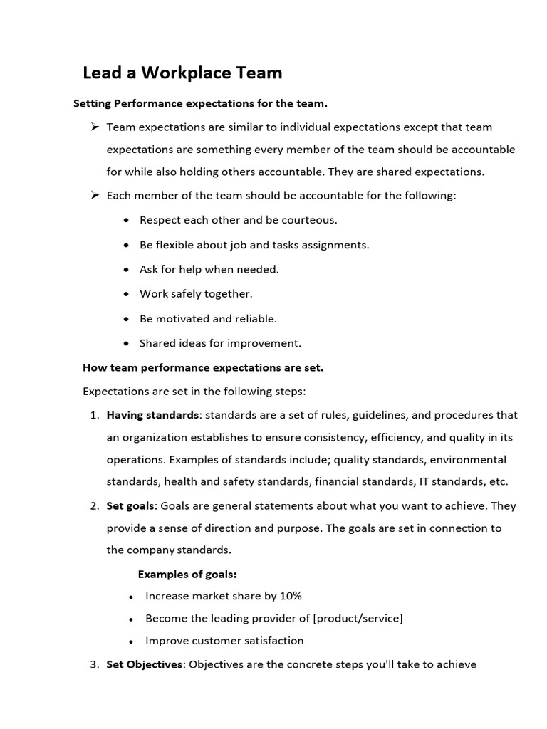 Lead A Workplace Team-1 | PDF | Communication | Goal