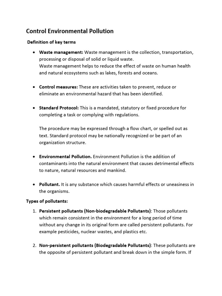 Control Environmental Pollution-1 | PDF | Air Pollution | Waste