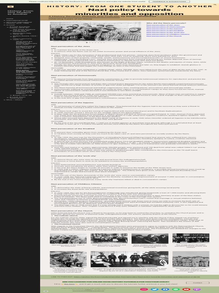 History From One Student To Another - Nazi Policy Towards Minorities ...
